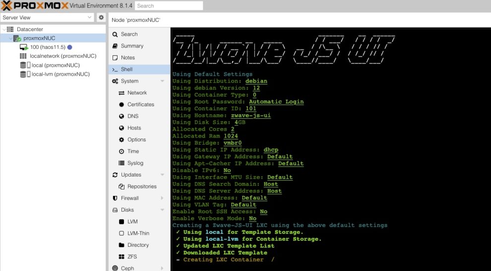 Comment installer Z-Wave JS UI LXC sur Proxmox pour Z-wave2MQTT sur ...